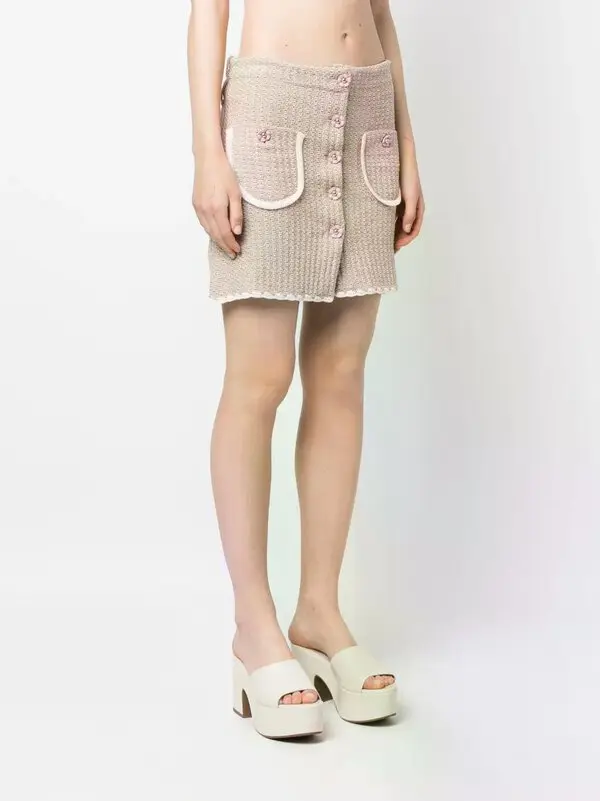 CORMIO Chiara Floral-button Mini Skirt - Neutrals