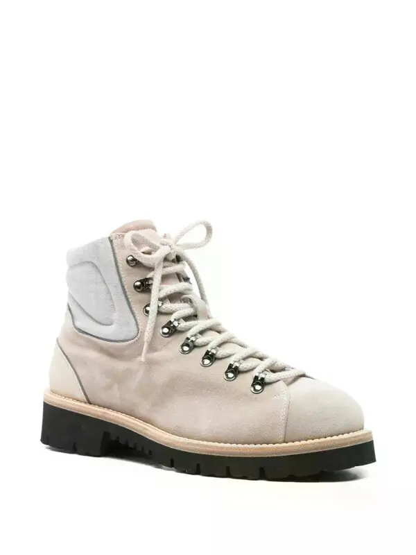Eleventy Lace-up Leather Boots - Neutrals