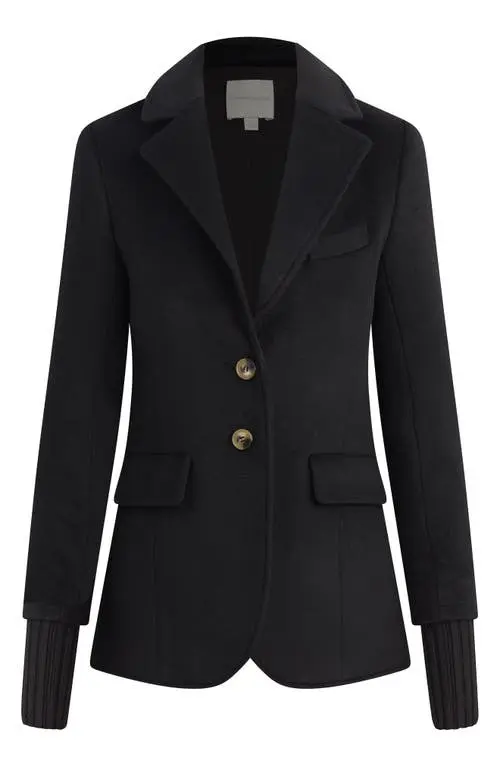 FAVORITE DAUGHTER The City Layered Wool Blend Blazer - Black