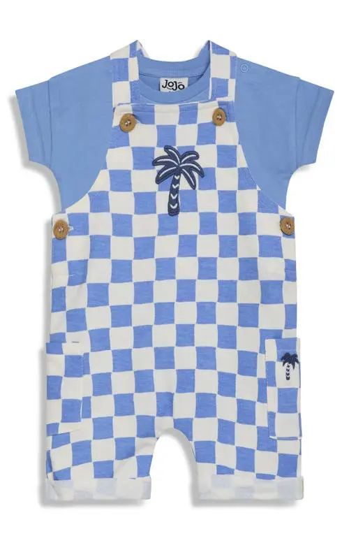 JOJO MAMAN BEBE Checkerboard Cotton Shirt & Overalls Set - Blue