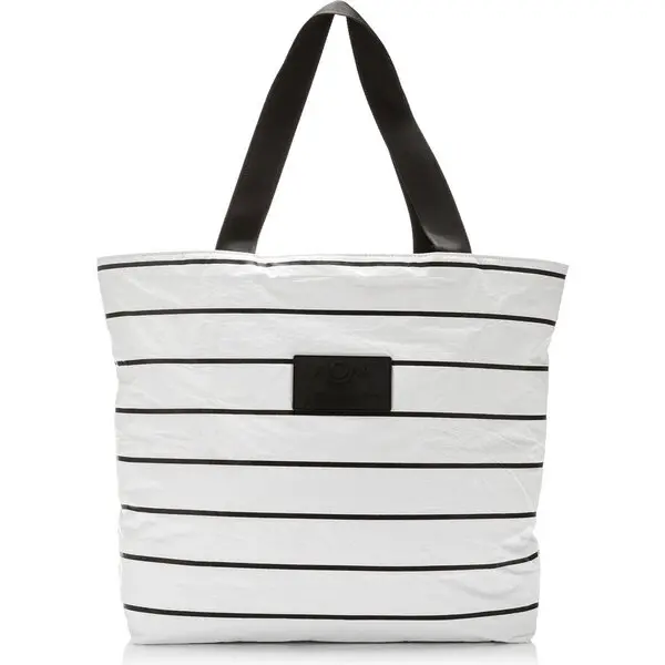 ALOHA COLLECTION Day Tripper Pinstripe Water-resistant Tyvek® Tote - Black/white