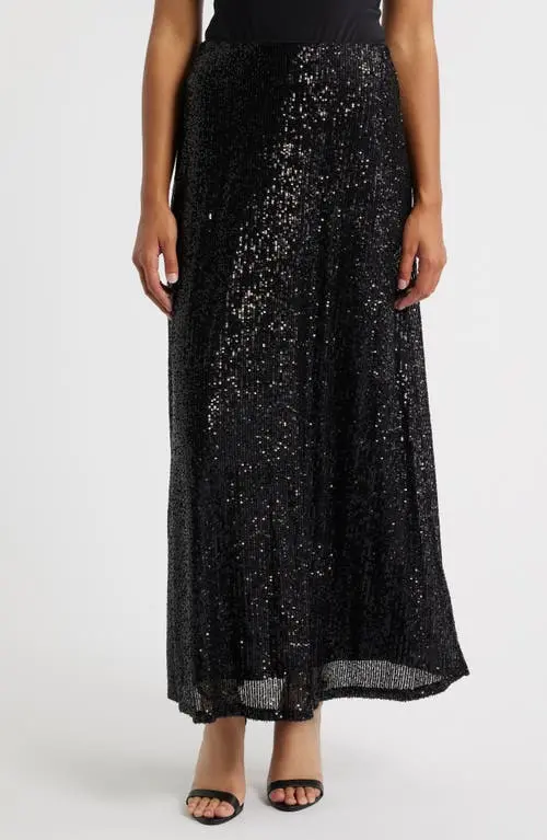 Anne Klein Sequin Maxi Skirt - Anne Black