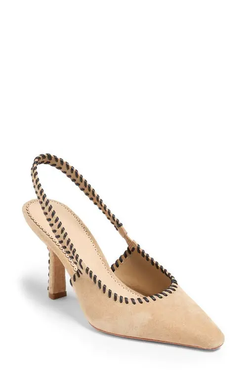 Cinq À Sept Suki Whipstitch Slingback Pumps - Brown Sugar/black