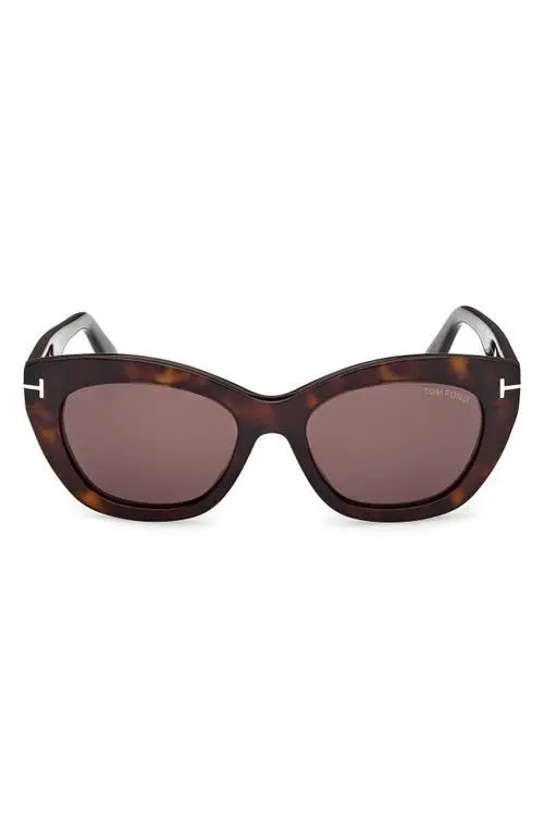 TOM FORD Linda 53mm Butterfly Sunglasses - Dark Havana/warm Brown Lenses