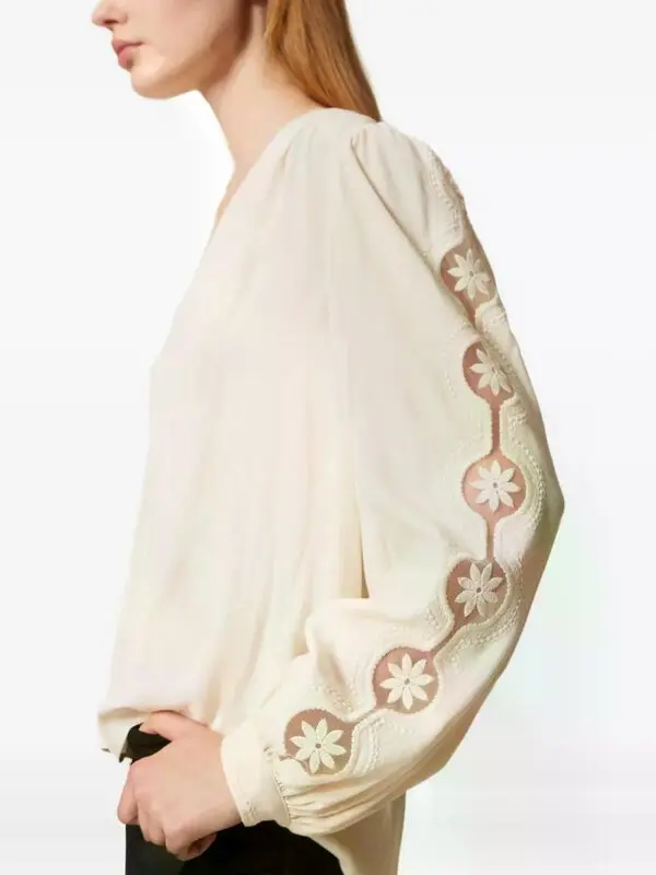 TWINSET Embroidered Puff-sleeve Blouse