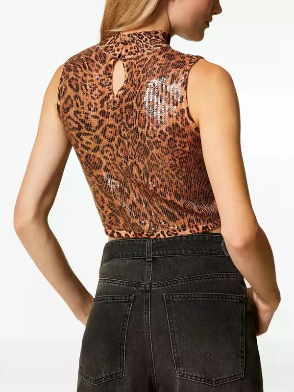 TWINSET Leopard-print Sequin-embellished Top