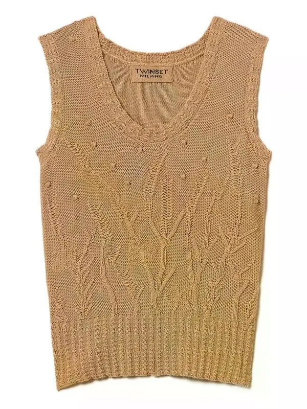 TWINSET Cable-knit Floral-pattern Vest