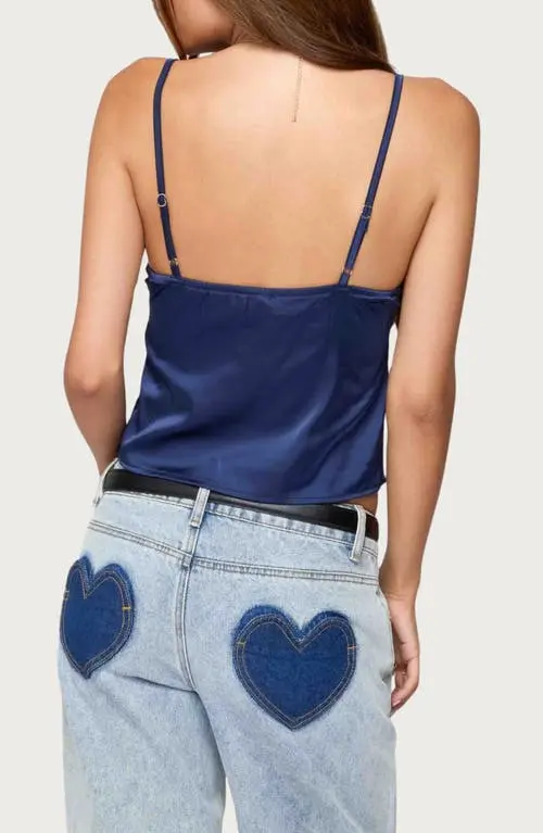 EDIKTED Lace Inset Crop Satin Camisole