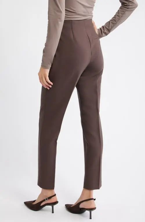 OPEN EDIT Icon High-waist Ankle Cigarette Pants - Brown Seal