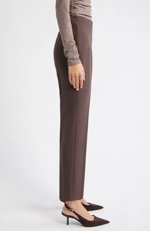 OPEN EDIT Icon High-waist Ankle Cigarette Pants - Brown Seal