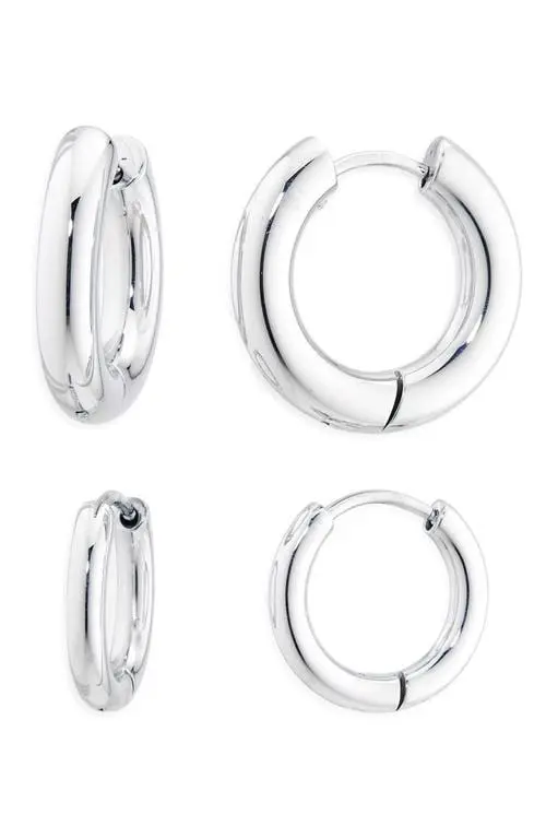 Nordstrom Set Of 2 Multi-size Hoop Earrings - Silver
