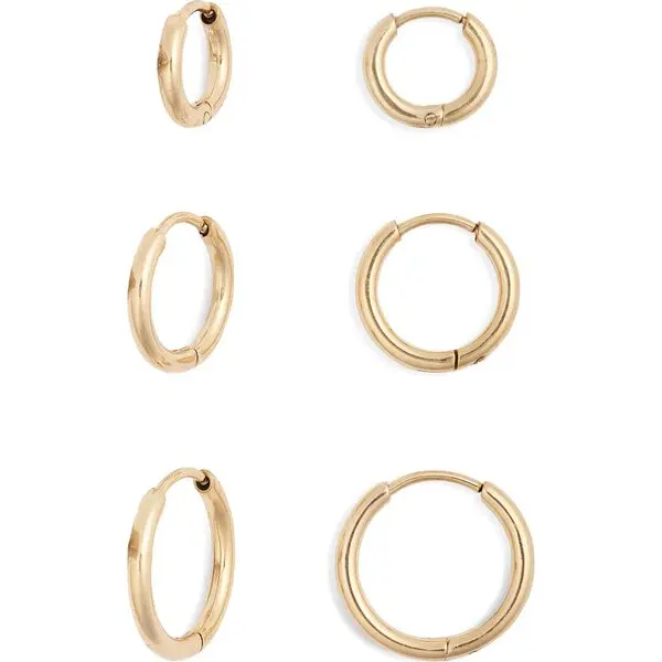 Nordstrom Set Of 3 Waterproof Huggie Hoop Earrings - Gold