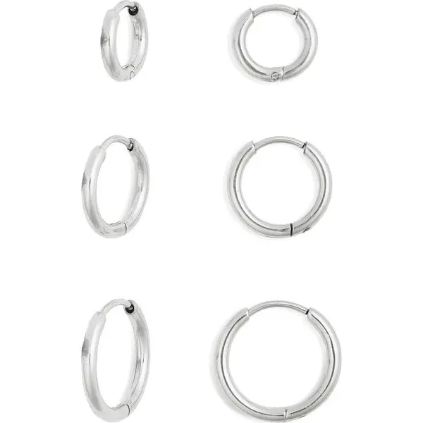 Nordstrom Set Of 3 Waterproof Huggie Hoop Earrings - Silver