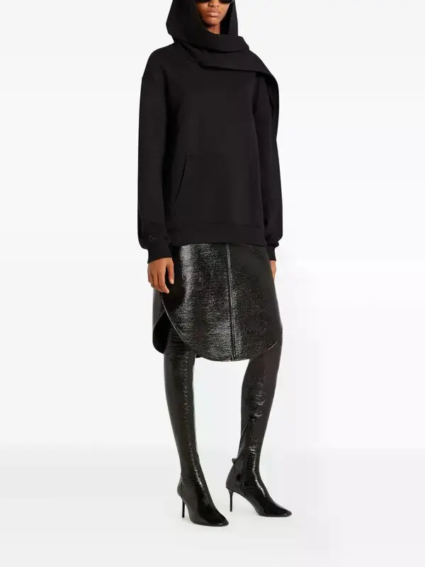 COURREGES Scarf-detail Hoodie - Black