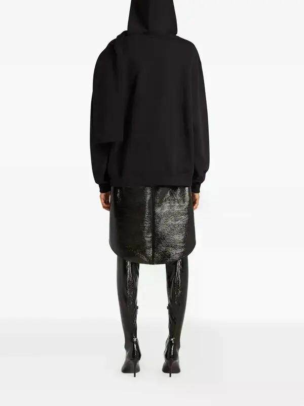 COURREGES Scarf-detail Hoodie - Black