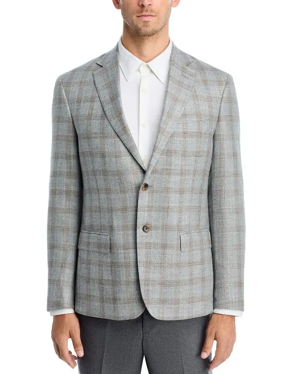 Bloomingdale'S Plaid Regular Fit Sport Coat - Grey
