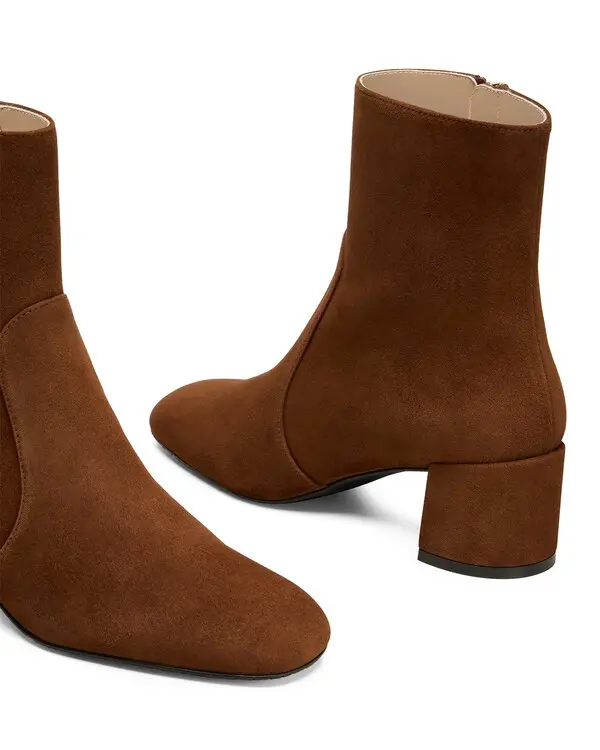 STUART WEITZMAN Maeve Zip Booties - Deep Coffee