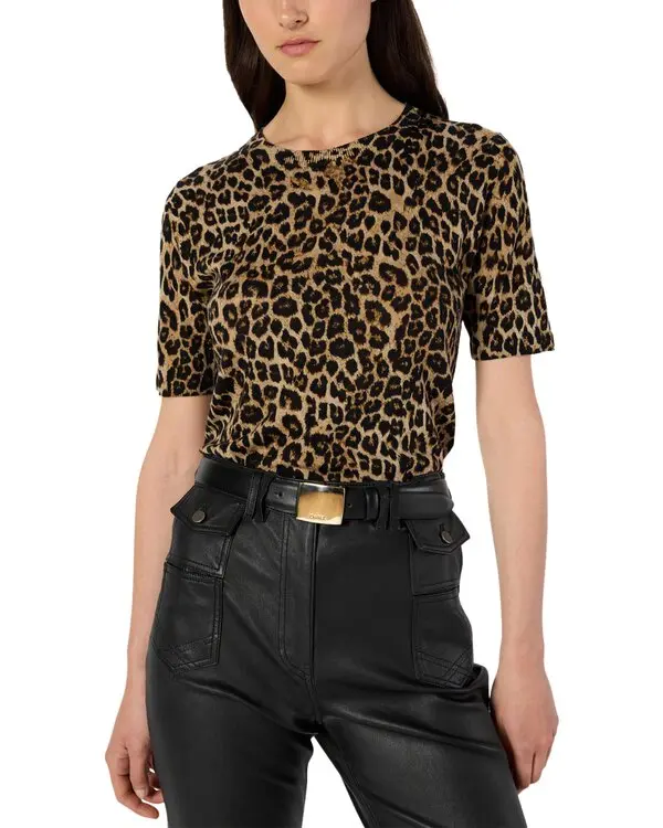 Gerard Darel Eli Wool Leopard Print Sweater