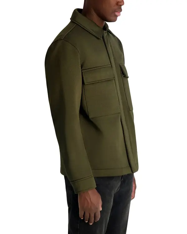 Karl Lagerfeld Paris Twill Collared Shirt Jacket - Olive