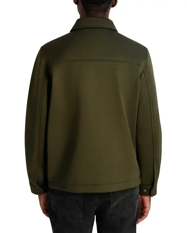 Karl Lagerfeld Paris Twill Collared Shirt Jacket - Olive