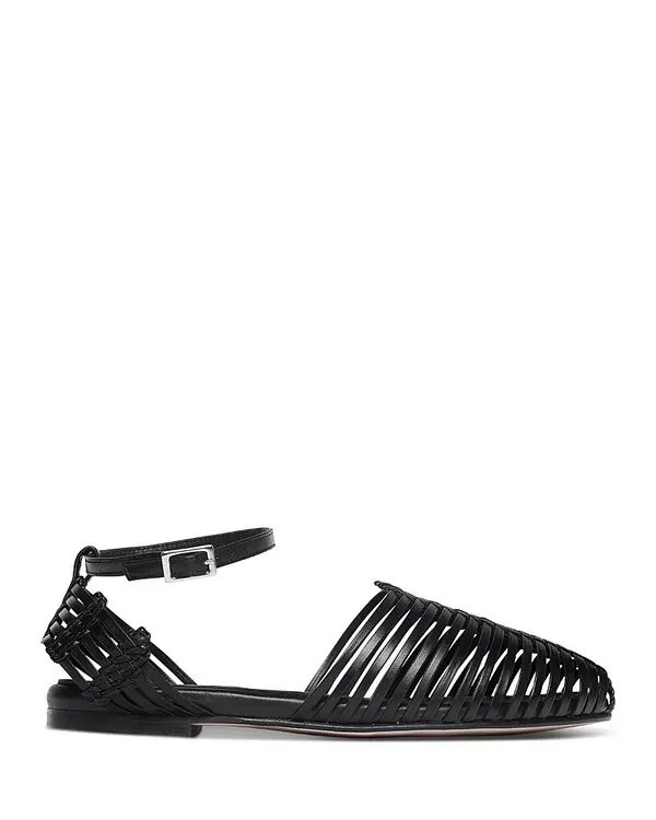 Freda Salvador Blake Strappy Flats - Black Calf