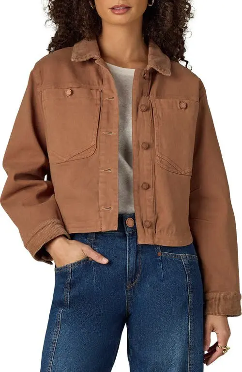 Wit & Wisdom Corduroy Collar Denim Jacket - Candied Walnut