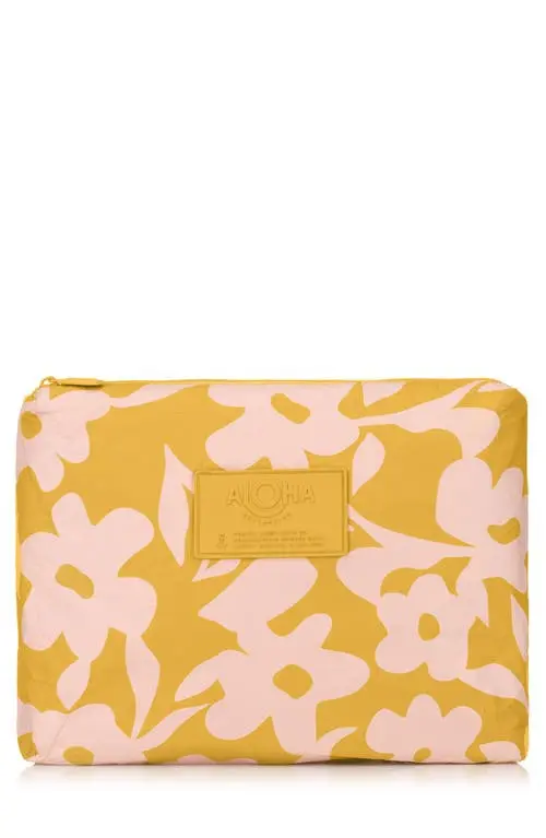 ALOHA COLLECTION Mid Fall Flowers Water Resistant Tyvek® Zip Pouch - Hey Girl/hot Mustard
