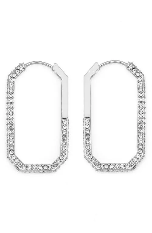 ALLSAINTS Hattie Crystal Geometric Hoop Earrings - Rhodium