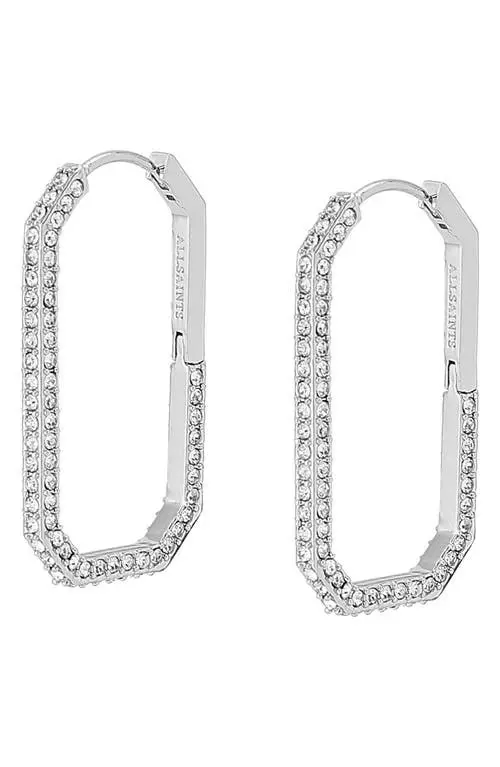 ALLSAINTS Hattie Crystal Geometric Hoop Earrings - Rhodium