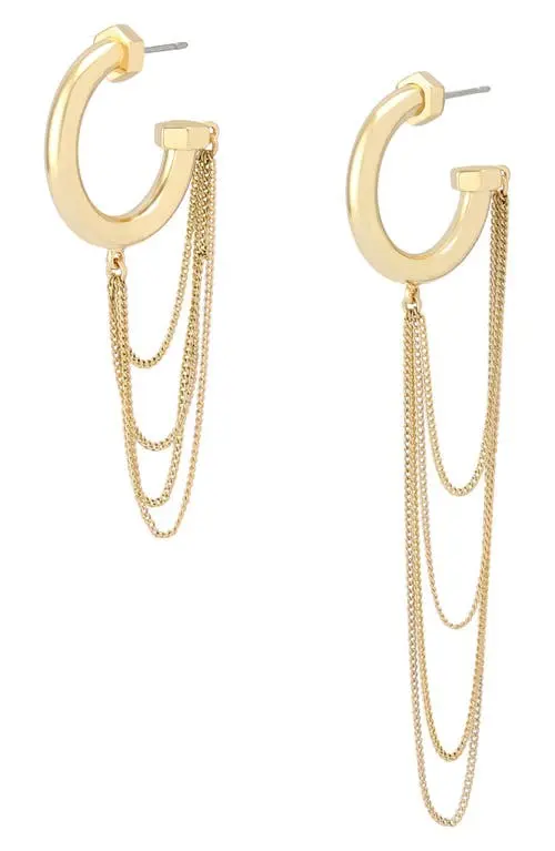 ALLSAINTS Mismatched Draped Chain Huggie Hoop Earrings - Gold