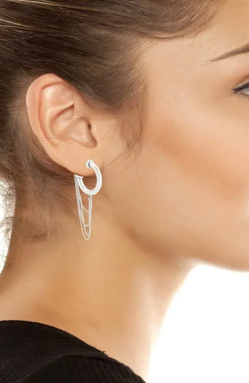 ALLSAINTS Mismatched Draped Chain Huggie Hoop Earrings