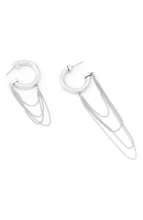 ALLSAINTS Mismatched Draped Chain Huggie Hoop Earrings