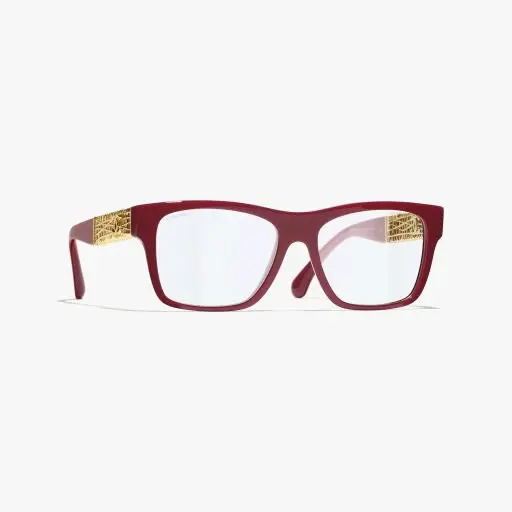 Chanel Square Light Glasses - Dark Red