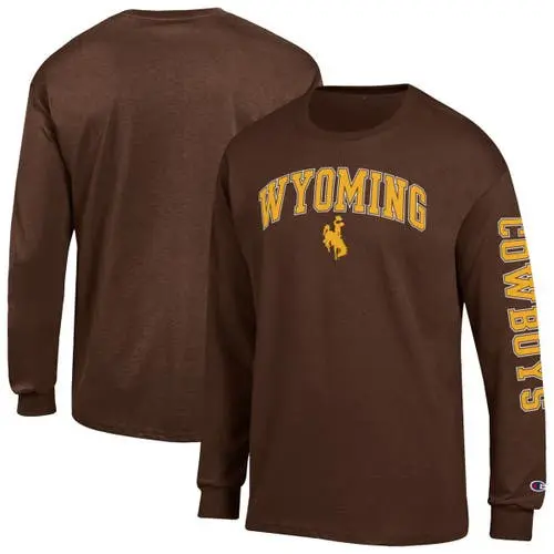 Champion Wyoming Cowboys Arch Over Logo 2-hit Long Sleeve T-shirt - Brown