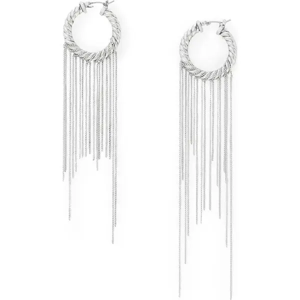 ALLSAINTS Chain Fringe Hoop Earrings - Rhodium