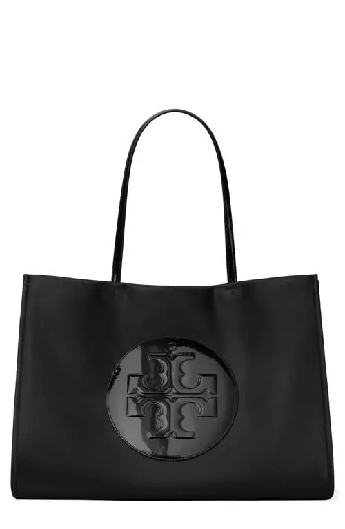 Tory Burch Ella Patent Nylon Tote - Black