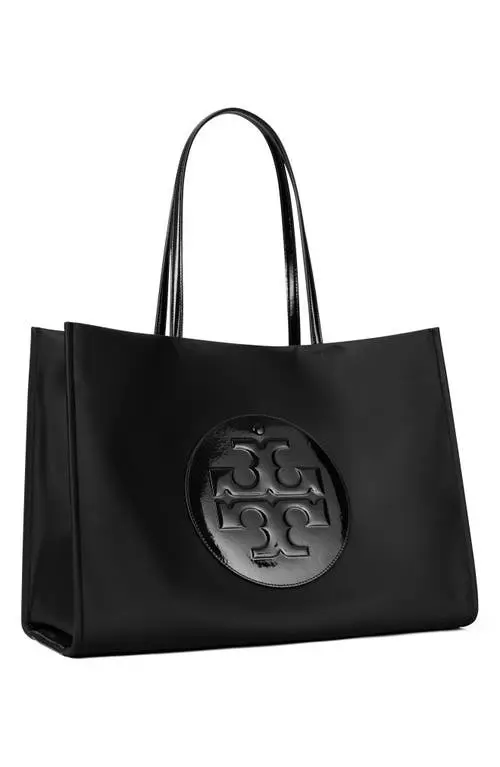 Tory Burch Ella Patent Nylon Tote - Black