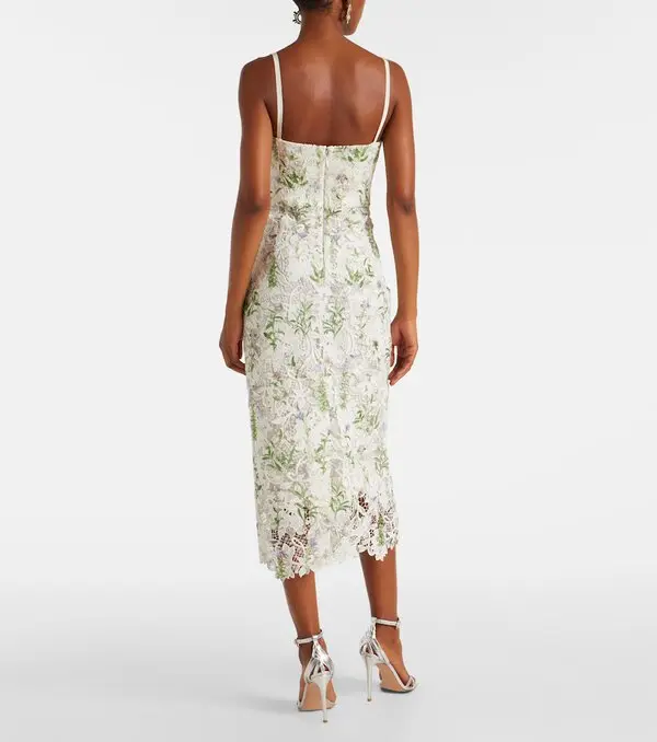 Monique Lhuillier Floral Lace Corset Dress