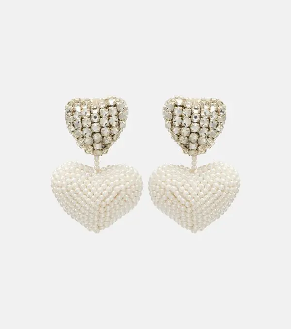 Oscar De La Renta Crystal-embellished Clip-on Earrings - White