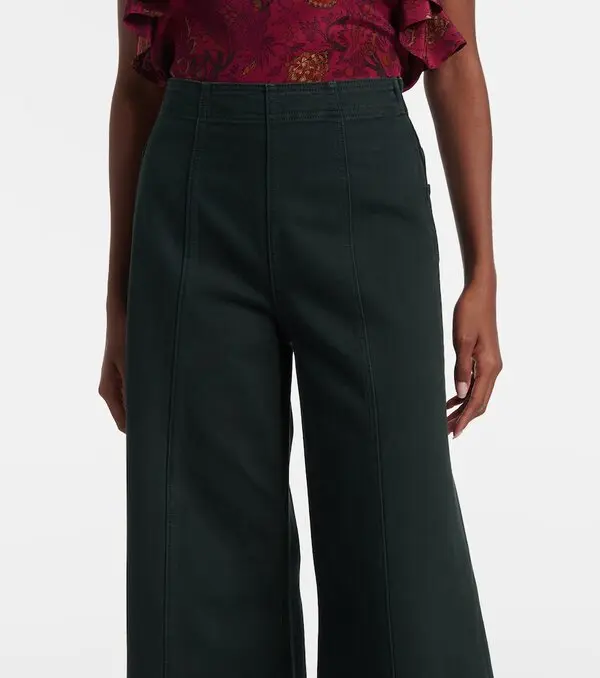 Ulla Johnson Bianca High-rise Wide-leg Cotton Pants - Green