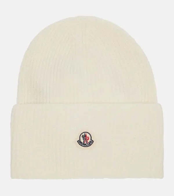 Moncler Ribbed-knit Virgin Wool Beanie - White