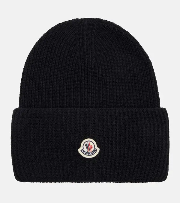 Moncler Ribbed-knit Virgin Wool Beanie - Black