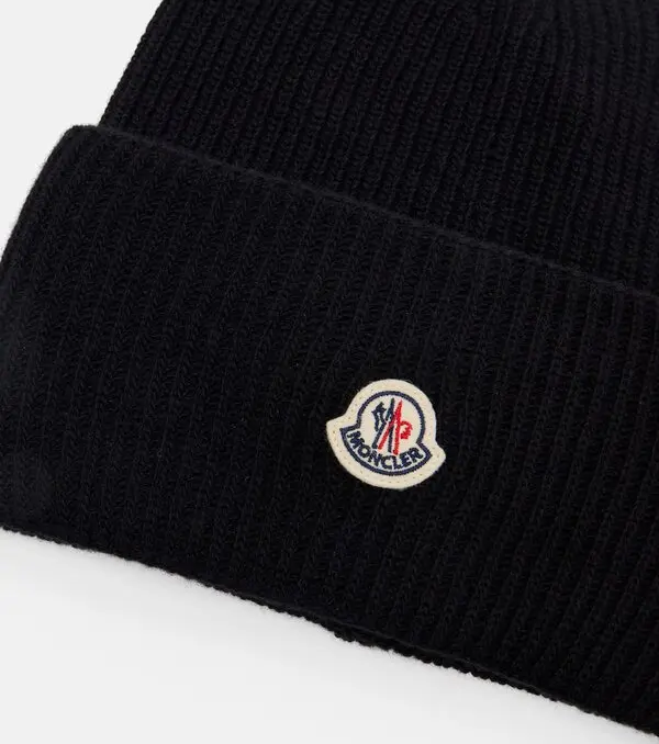 Moncler Ribbed-knit Virgin Wool Beanie - Black