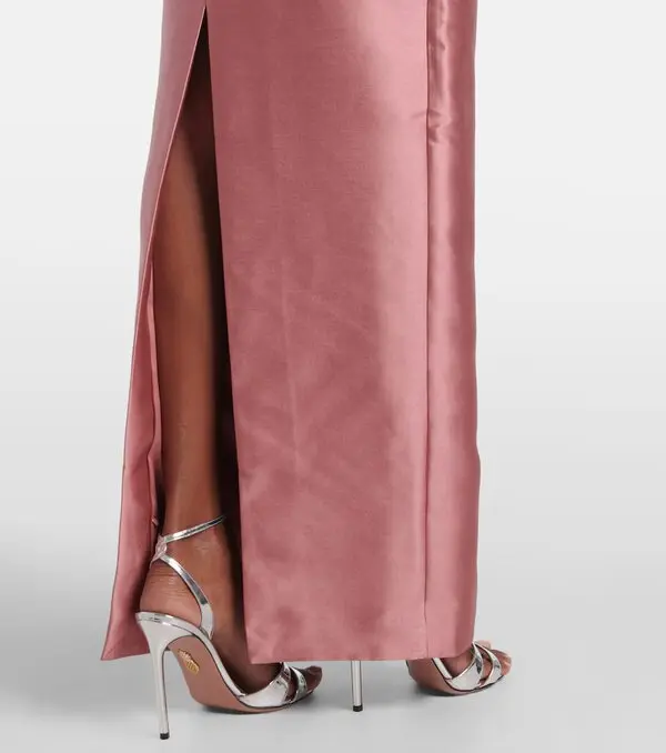 Solace London Kira Draped One-shoulder Satin Gown - Pink