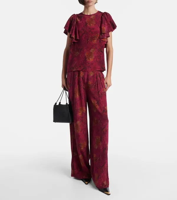 Ulla Johnson Lena Floral Silk Crêpe De Chine Top - Multicoloured