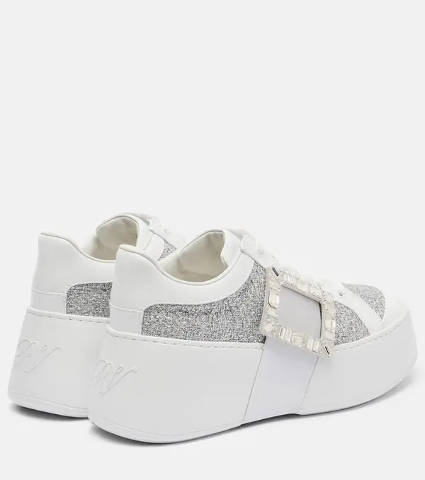 ROGER VIVIER Viv' Skate Embellished Sneakers - Silver