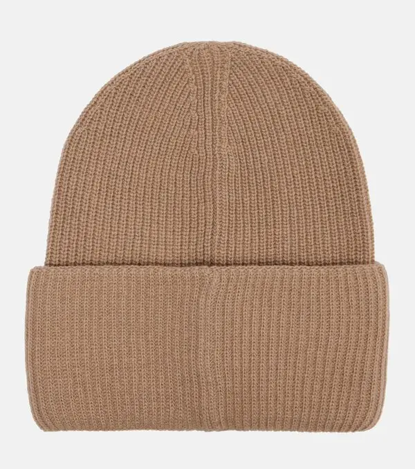 Moncler Ribbed-knit Virgin Wool Beanie - Beige