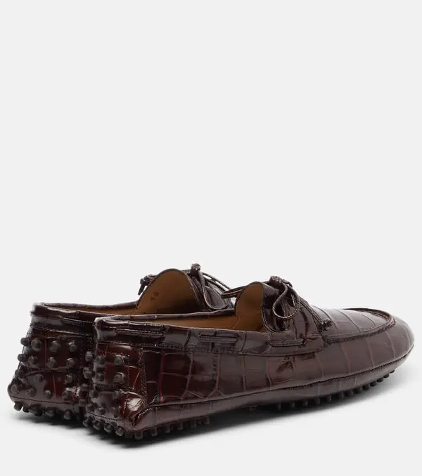 Le Monde Beryl Coco Croc-effect Leather Driving Shoes - Brown