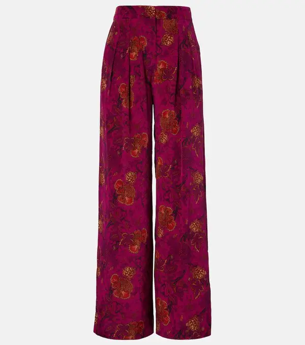 Ulla Johnson Aviva Wide-leg Silk Crêpe De Chine Pants - Multicoloured