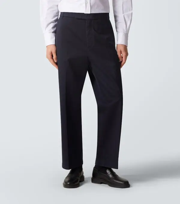 Thom Browne Cotton Twill Straight Pants - Blue